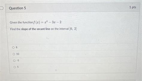 Solved Given The Function Fxx4−3x−2 Find The Slope Of The