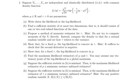solved suppose y1 … yn are independent and identically