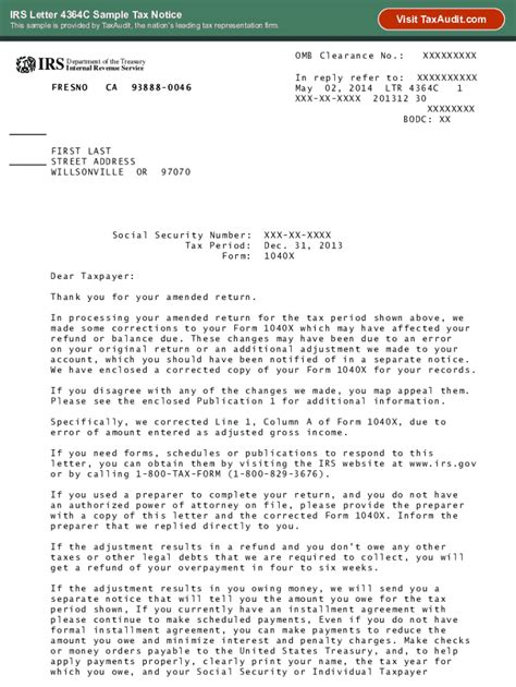 Letter Sample Tax Notice Fill Out And Sign Online Dochub