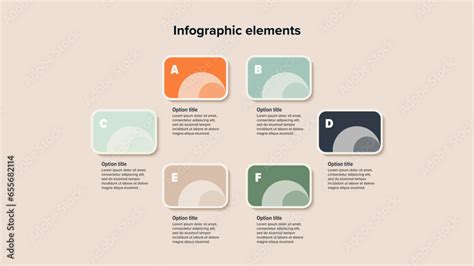 Business Process Chart Infographics With 6 Step Squares Rectangular