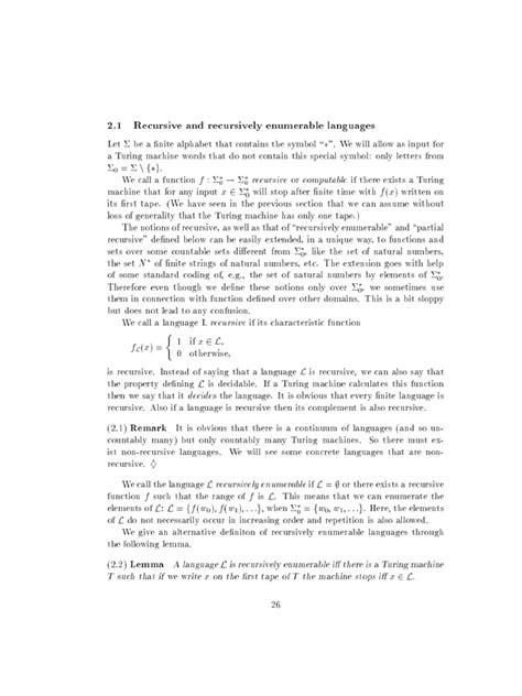 21 Recursive And Recursively Enumerable Languages Remark Pdf Computability Theory