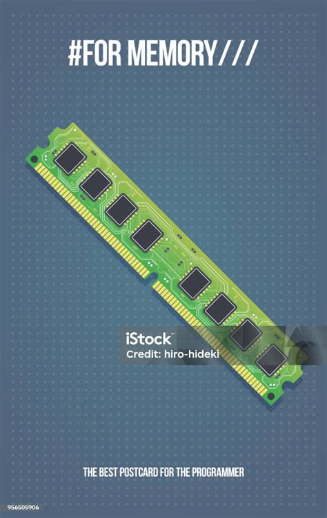 Ddr Ram 메모리 모듈 선물 카드입니다 컴퓨터 램 메모리 카드입니다 만화 스타일에서 전자 보드 Cpu에 대한 스톡 벡터 아트