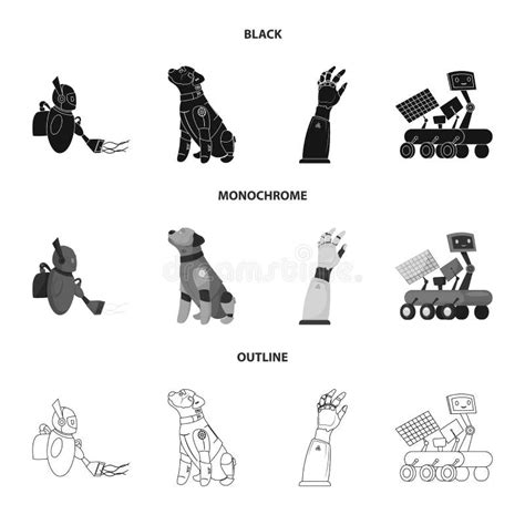 Vector Design Of Robot And Factory Sign Collection Of Robot And Space Stock Vector Illustration