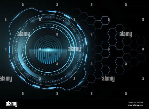 Futuristic Fingerprint Ui Design Scanning User Data Glowing Blue Hud