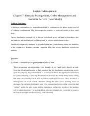 Logistic Management Logistic Management Chapter 7 Demand Management Order Management And