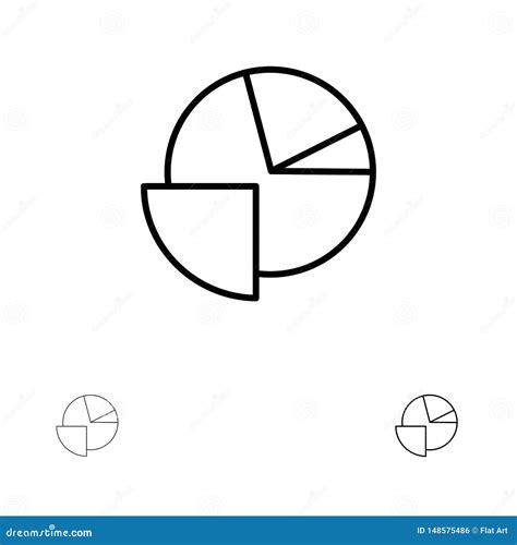 Analytics Chart Pie Graph Bold And Thin Black Line Icon Set Stock Vector Illustration Of