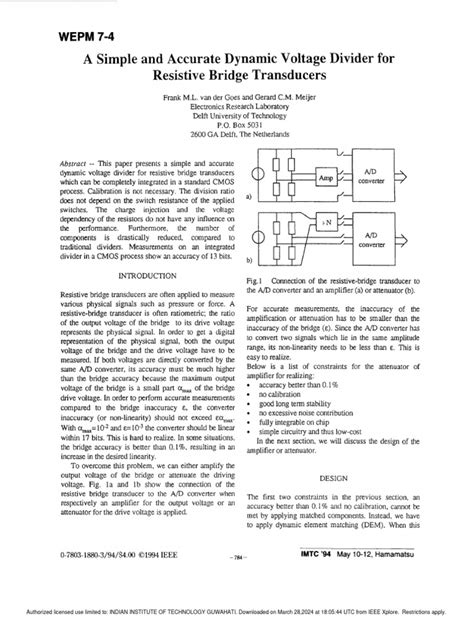 A Simple And Accurate Dynamic Voltage Divider For Resistive Bridge