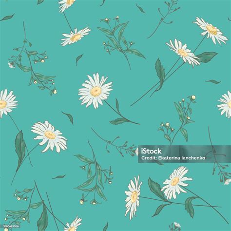 손으로 그린 스케치 스타일 파스텔 블루 그레이 색상에서 초원 꽃 꽃 패턴 원활한 벡터 꽃 식물에 대한 스톡 벡터 아트 및 기타