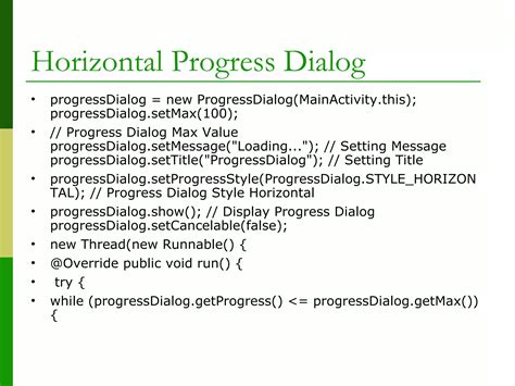 Progress Dialog Alertdialog Customdialog Ppt