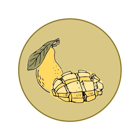 Premium Vector Labels With Mango Fruit Sliced