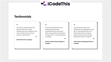 how to create testimonial card section with html and css icodethis project challenge tutorial