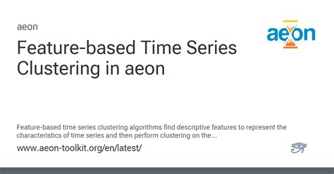 Feature Based Time Series Clustering In Aeon Aeon 120 Documentation