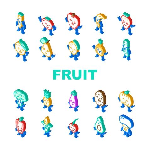 Premium Vector Fruit Vegetable Character Food Icons Set Vector Paper Work Informationfolder