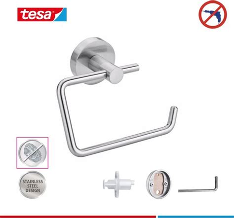 Toiletpapierhouder Verchroomd Wc Rolhouder Voor Wandbevestiging Zonder Boren Incl Bol