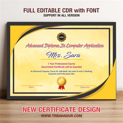 New Certificate Design For Computer Science Editable Certificate