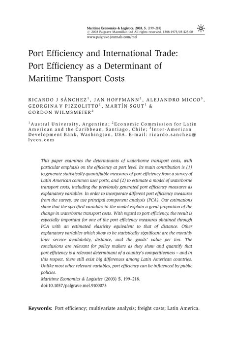 Pdf Port Efficiency And International Trade Port Efficiency As A