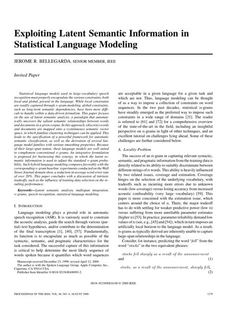 Pdf Exploiting Latent Semantic Information In Statistical Language