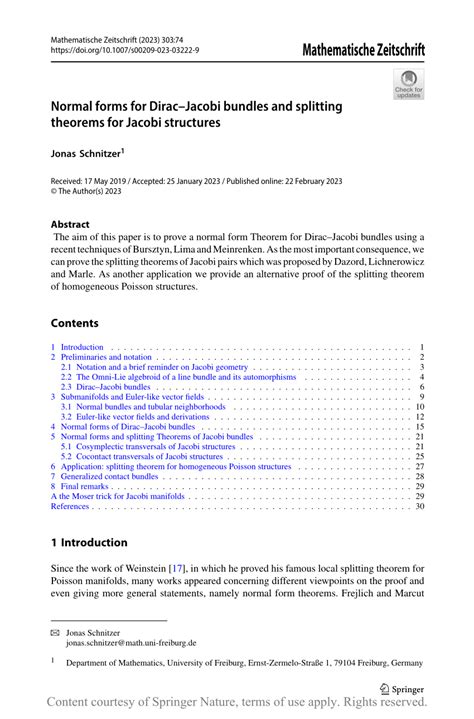 Pdf Normal Forms For Diracjacobi Bundles And Splitting Theorems For Jacobi Structures