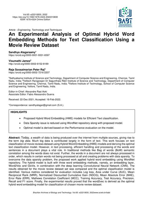 Pdf An Experimental Analysis Of Optimal Hybrid Word Embedding Methods For Text Classification