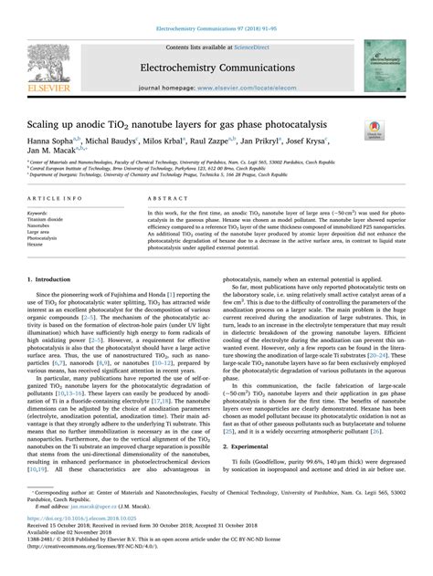 Pdf Scaling Up Anodic Tio2 Nanotube Layers For Gas Phase Photocatalysis