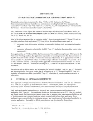 Fillable Online Ftp Fcc Attachment F Instructions For Completing Fcc Form And Fcc F