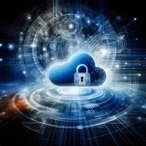 Abstract Digital Artwork Conceptualizing Cloud Computing Security Ideal As Tech Background