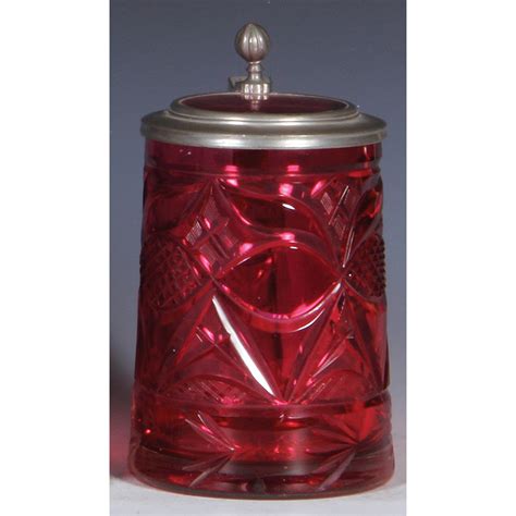 Glass Stein 5l Blown Cut Ruby Cased The Stein Auction Company