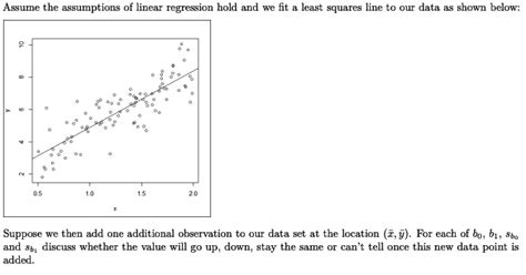 Solved Assume The Assumptions Of Linear Regression Hold And We Fit Least Squares Line To Our