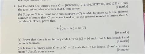 Solved A Consider The Ternary Code