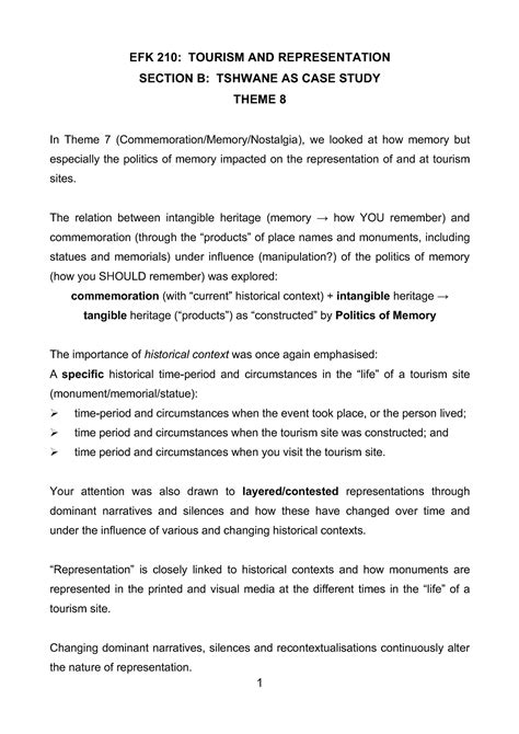 Efk210 Framework Theme 8 2021 Efk 210 Tourism And Representation