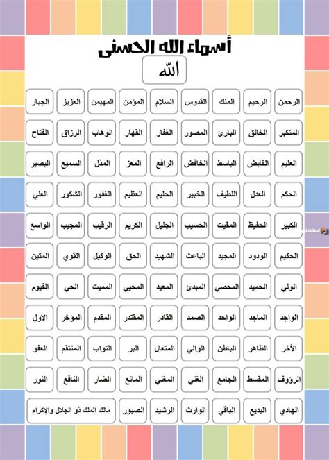 أسماء الله الحسنى 2025