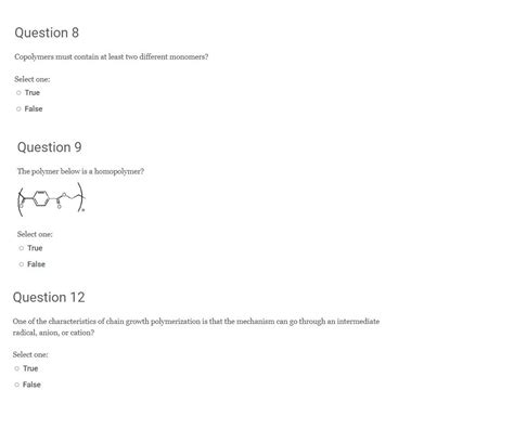 Solved Question 8 Copolymers Must Contain At Least Two