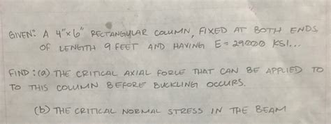 Solved Given A Times Rectangular Column Fixed At Chegg Com