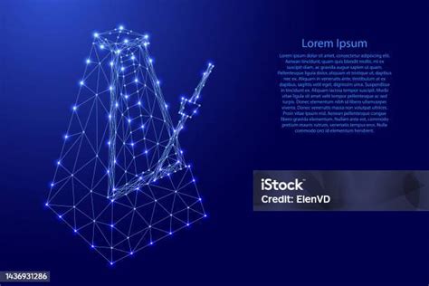 기계식 메트로놈 미래의 다각형 파란색 선과 배너 포스터 인사말 카드에 대한 빛나는 별에서 낮은 폴리 개념 벡터 그림입니다 가상