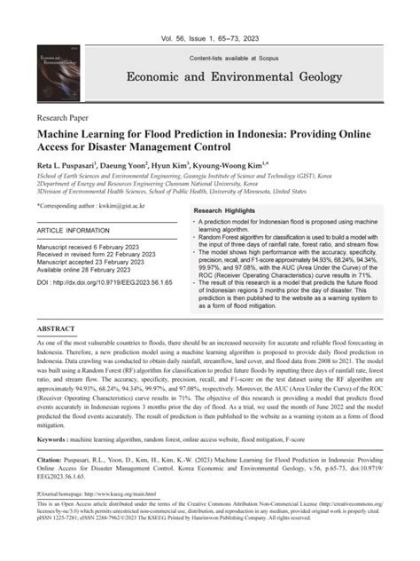 Machine Learning For Flood Prediction In Indonesia Providing Online Access For Disaster