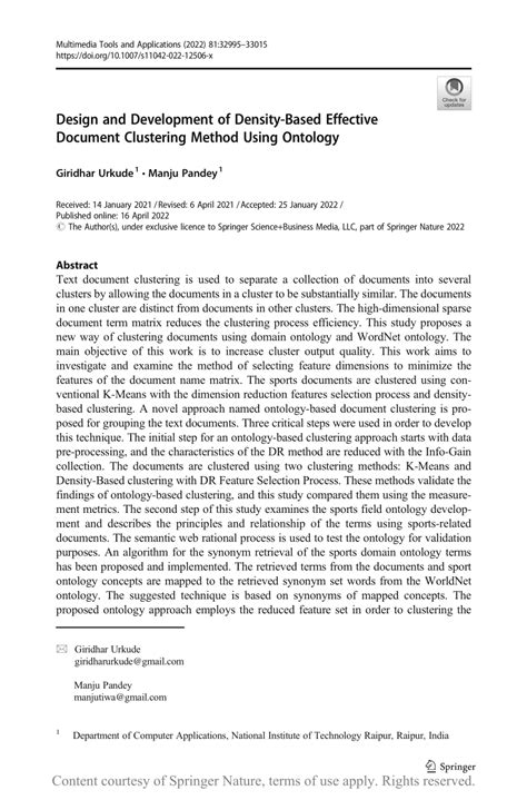 design and development of density based effective document clustering