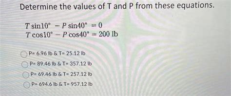 Solved Determine The Values Of T And P From These Equations Chegg Com