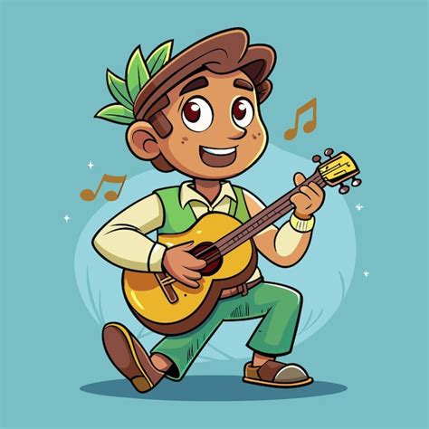 Premium Vector Ukulele Man Cartoon Character Design