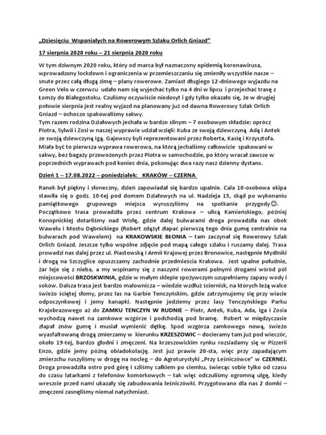 Rowerowy Szlak Orlich Gniazd Opis Pdf