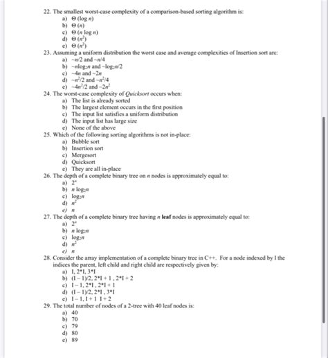 Solved 22 The Smallest Worst Case Complexity Of A