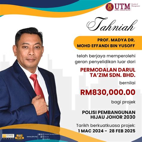 Tahniah Prof Madya Dr Mohd Effandi Bin Yusoff Faculty Of Management