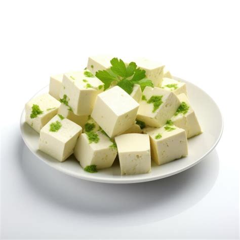 Uncooked Paneer Cube In The Plate Premium Ai Generated Image