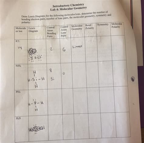 Solved Introductory Chemistry Lab 4 Molecular Geometry Draw