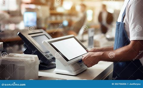 Modern Point Of Sale Terminal In Use Generative Ai Stock Illustration