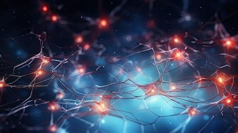 Abstract Neural Network Visualization With Glowing Synapses Premium