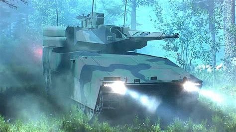 미 육군 차기 보병전투장갑차 사업에 도전하는 독일 라인메탈 링스 Omfv 50밀리 무인포탑 유무인복합체계 하이브리드 엔진 적용 등 미국형 링스 장갑차 공개