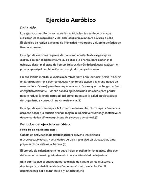 Definición Y Beneficios Del Ejercicio Aeróbico Pdf Ejercicio Aerobico Determinantes De La