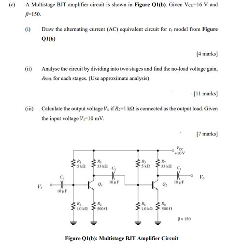 Solved C A Multistage Bjt Amplifier Circuit Is Shown In