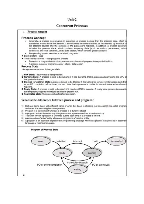 Os Unit 2 Notes Operating System Unit 2 Unit Concurrent Processes