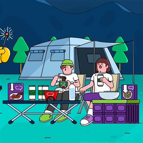 캠핑 일러스트레이션 일러스트 포트폴리오 크몽